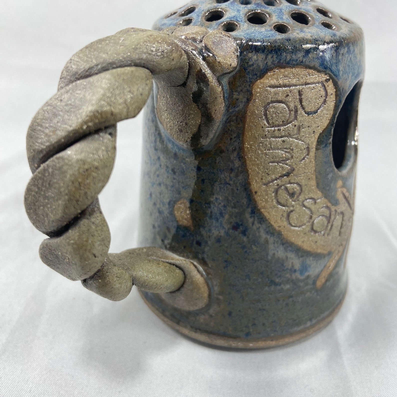 Blue Ceramic Parmesan Romano Cheese Shaker, Hand-thrown Kitchen Spice ...