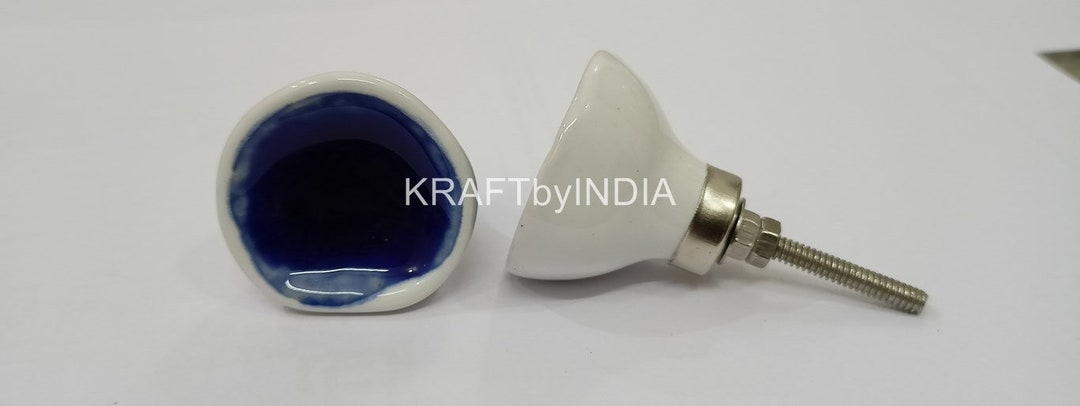 Blue Crackled Glass Ceramic Knobs Kitchen Cabinet Knobs Decorative Knobs Drawer Pulls Cupboard ...