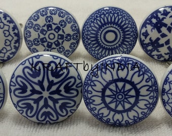 Red and White Flat Ceramic Knobs Kitchen Cabinet Drawer Knobs | Etsy