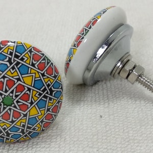 Multicolor Flat Ceramic Knobs Kitchen Cabinet Drawer Knobs Handmade Knobs Vintage Knobs Door ...