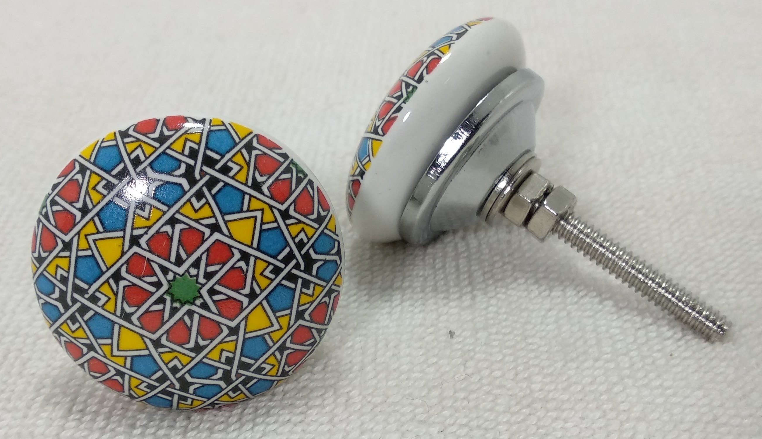 Multicolor Flat Ceramic Knobs Kitchen Cabinet Drawer Knobs | Etsy