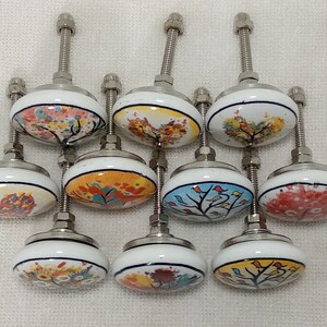 Tree Design Flat Ceramic Door Knobs Kitchen Cabinet Drawer Knobs ...
