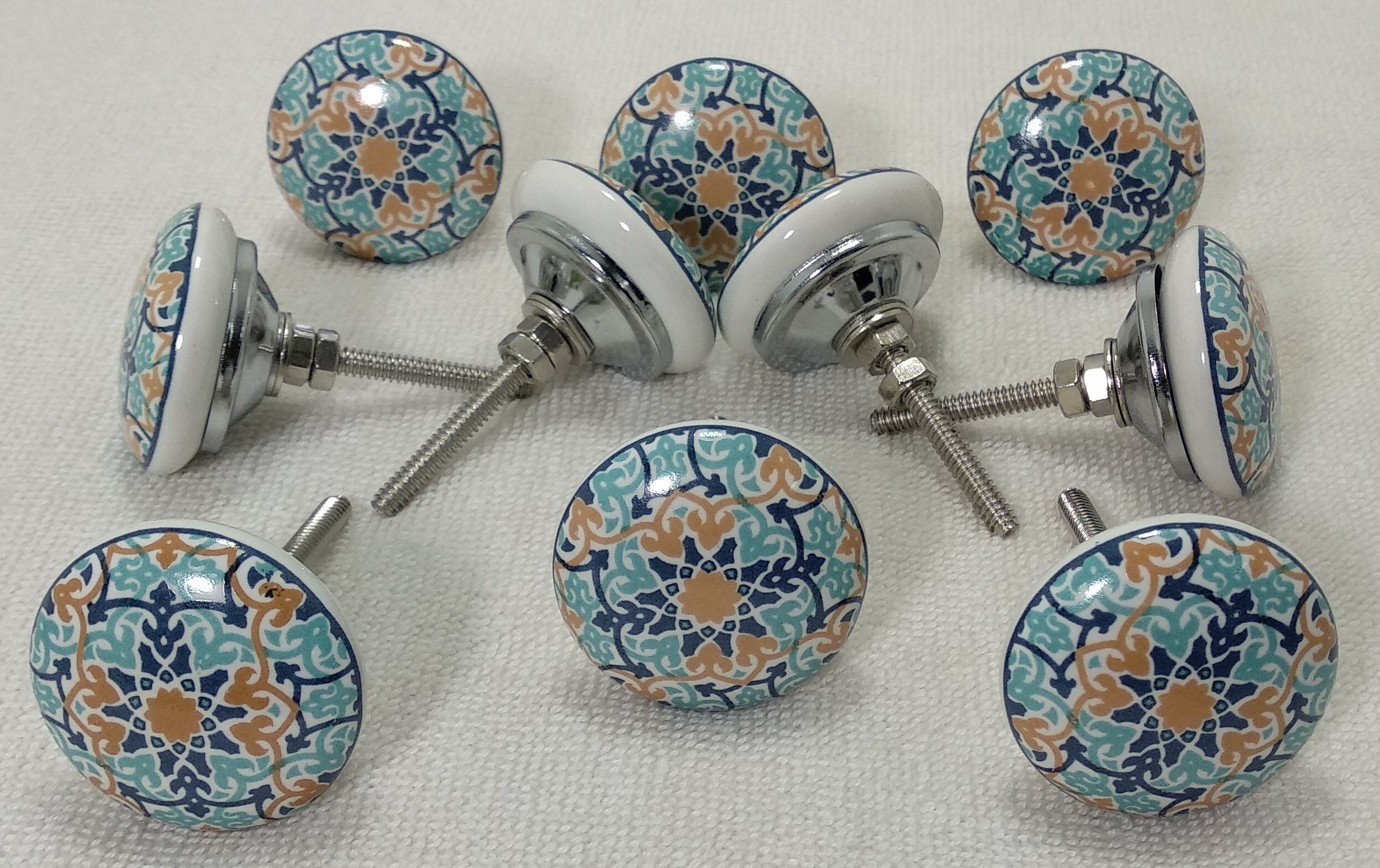 Multicolor Flat Ceramic Knobs Kitchen Cabinet Drawer Knobs - Etsy UK