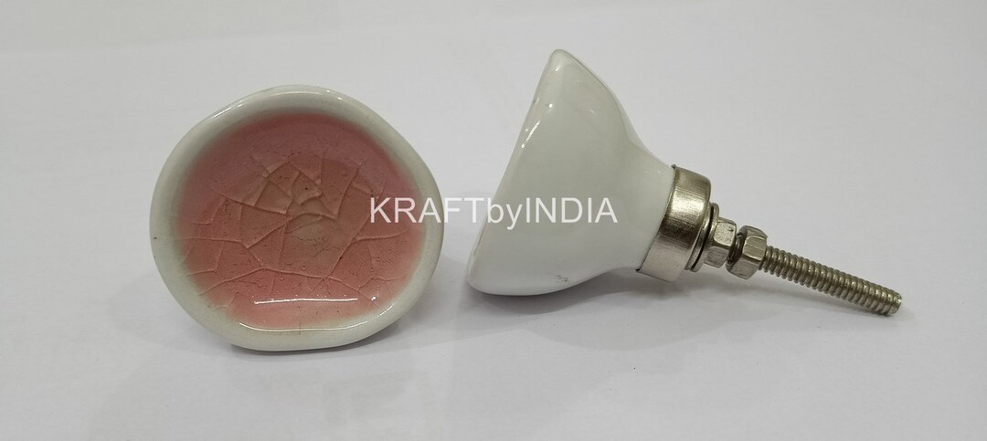 Light Pink Crackled Glass Ceramic Knobs Kitchen Cabinet Knobs Decorative Knobs Drawer Pulls ...
