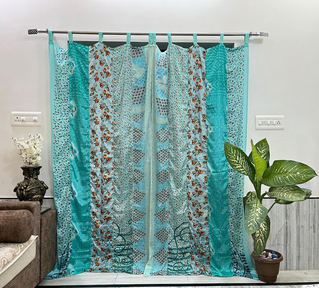 Handmade Silk Saree Curtain, Bohemian Door Decor, Hippie Colorful ...
