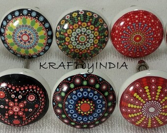 Assorted Multicolor Flat Ceramic Door Knobs Kitchen Cabinet - Etsy