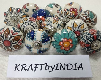 Pink Vintage Ceramic Door Knobs Handpainted Kitchen Cabinet Drawer Knobs Hardware Knobs Drawer ...