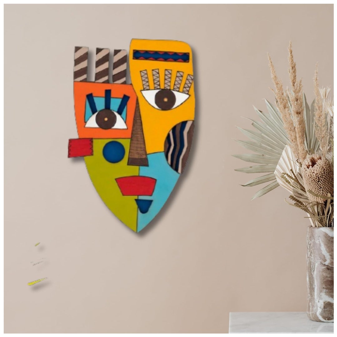Wooden 3D Face Wall Mask, Modern Wall Sculpture, Wood Wall Hanging, 3D ...