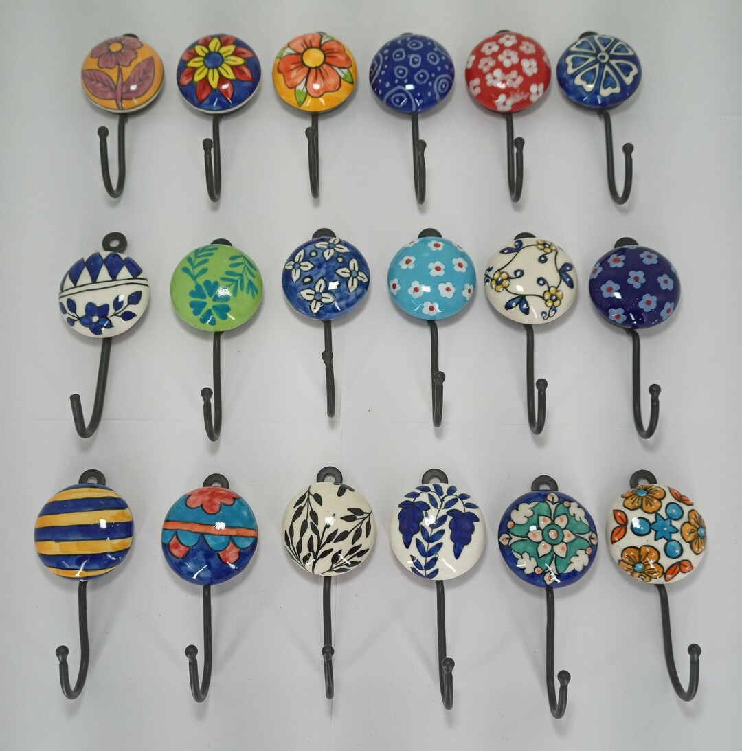 Ceramic Hooks Handpainted Hooks Bathroom Hooks Kitchen Wall Hooks Coat ...