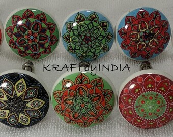 Flat Ceramic Knobs Kitchen Cabinet Drawer Knobs Cupboard Knobs Hardware Knobs Handmade Knobs ...