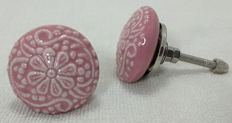 Pink Vintage Ceramic Door Knobs Handpainted Kitchen Cabinet - Etsy