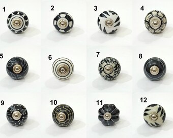 Black and White Ceramic Knobs Ceramic Door Knobs Kitchen Cabinet Knobs Drawer Knobs Hardware ...