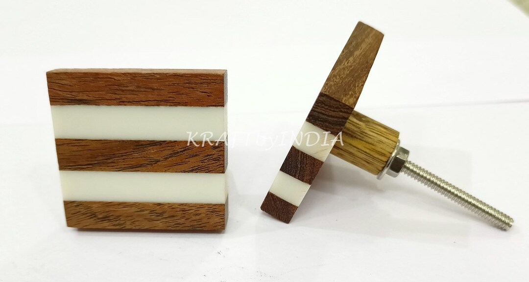 Lot of 6 White Wood Resin Knobs Door Knobs Drawer Pulls Cabinet Knobs Cupboard Knobs Drawer ...