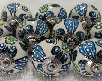 Brown Vintage Ceramic Knobs Handmade Handpainted Kitchen Cabinet Drawer Pulls Ceramic Door Knobs ...