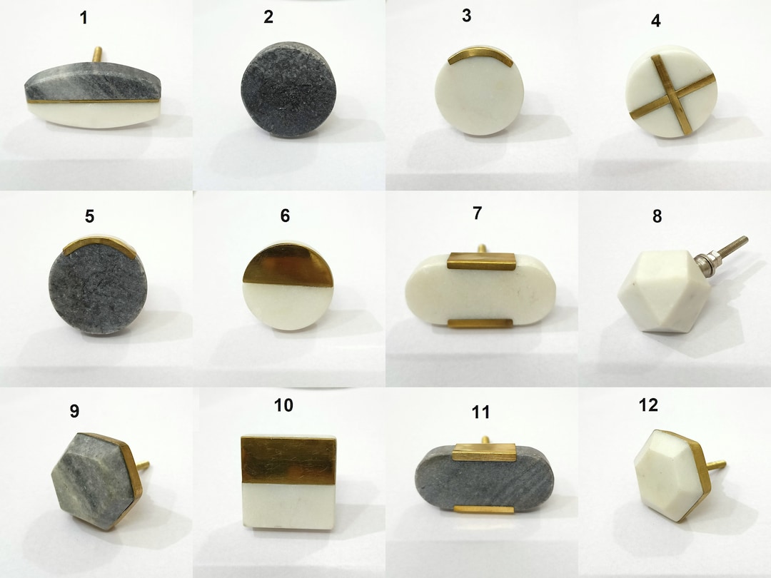Marble Stone Door Knobs With Golden Brass Hand Crafted Cupboard Handles Brass & Marble Knobs ...