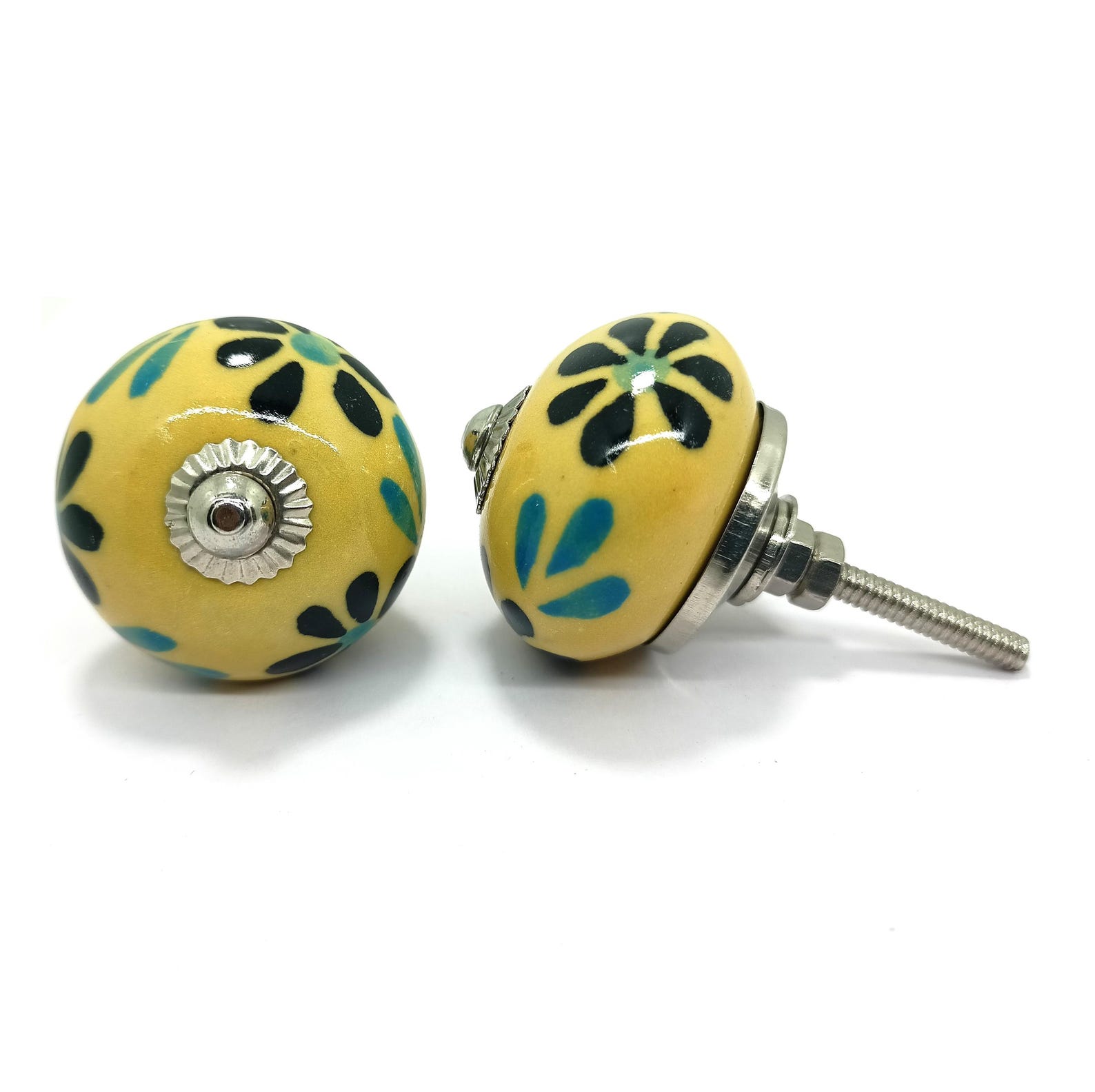 Yellow Ceramic Knobs Kitchen Cabinet Drawer Knobs Cupboard Knobs Drawer ...