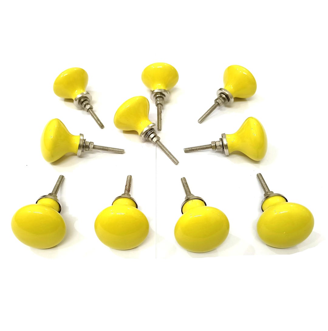 Yellow Vintage Ceramic Knobs, Handpainted Cabinet Hardware - Etsy