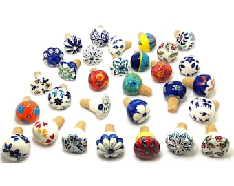 Assorted Ceramic Hanpainted Wine Bottle Stopper, Bottle Stopper ...