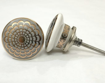 Flat Grey Ceramic Knobs Kitchen Cabinet Knobs Hardware Knobs Cupboard Knobs Drawer Knobs Cabinet ...
