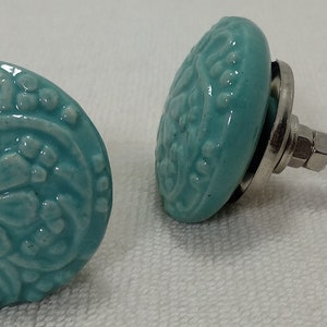 Turquoise Vintage Ceramic Door Knobs Handpainted Kitchen | Etsy