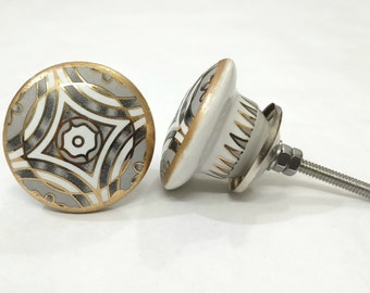 Flat Grey Ceramic Knobs Kitchen Cabinet Knobs Hardware Knobs Cupboard Knobs Drawer Knobs Cabinet ...