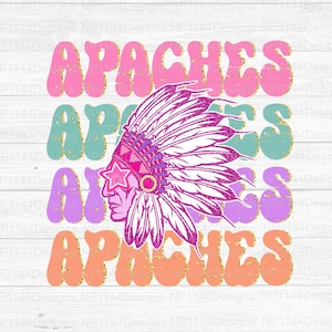 Apaches Preppy Mascot PNG, Pink Mascot Sublimation Design, Team Star ...