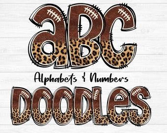 Football Leopard Print Alphabet PNG: Doodle Letters, Numbers (digital ...