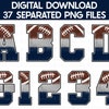 Football Purple and White/silver Glitter Alphabet Bundle PNG ...