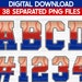 Baseball Alphabet Bundle PNG, Blue and Red Team Colors, Sublimation ...