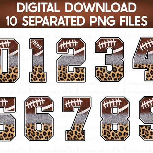 Football Leopard Print Numbers 0-9 Sublimation Letters - Etsy