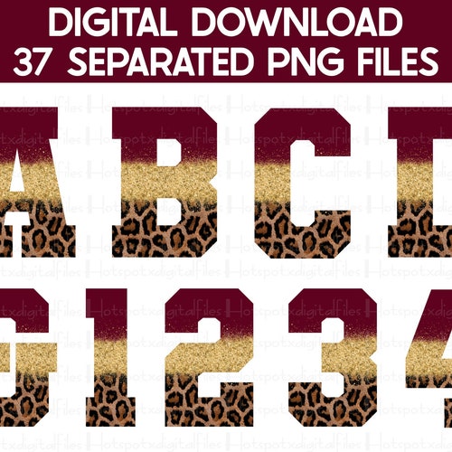 Dark Maroon Leopard Print Alphabet Bundle Sublimation PNG - Etsy