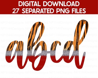 Red and Silver Leopard Print Alphabet Bundle Sublimation PNG | Etsy