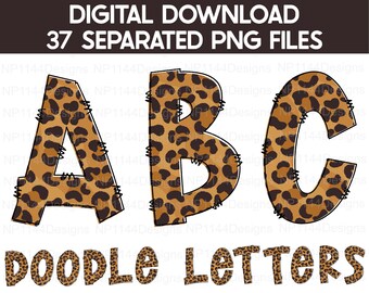 Doodle Letters PNG Alphabet SVG With Transparent Inside Bundle Hand ...