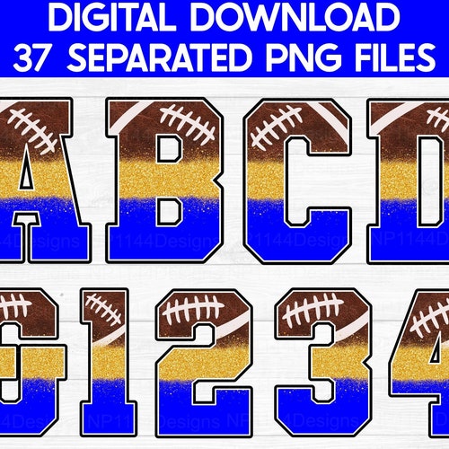 Football Royal Blue Yellow Gold Alphabet Bundle PNG - Etsy