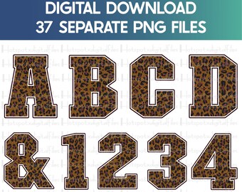 Leopard Print Sport Letters Alphabet Bundle PNG Sublimation | Etsy
