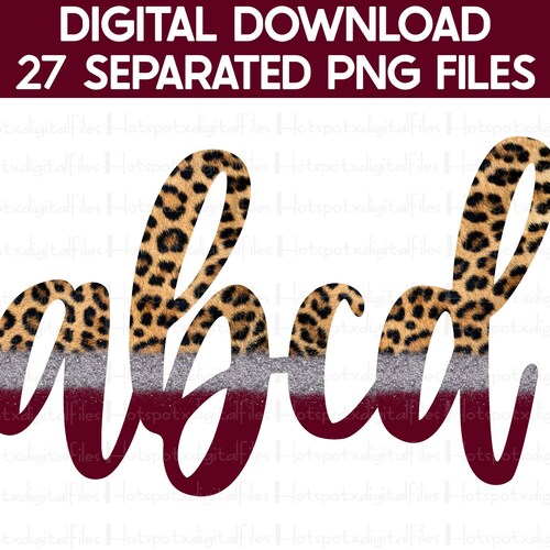 Dark Maroon Leopard Print Alphabet Bundle Sublimation PNG - Etsy