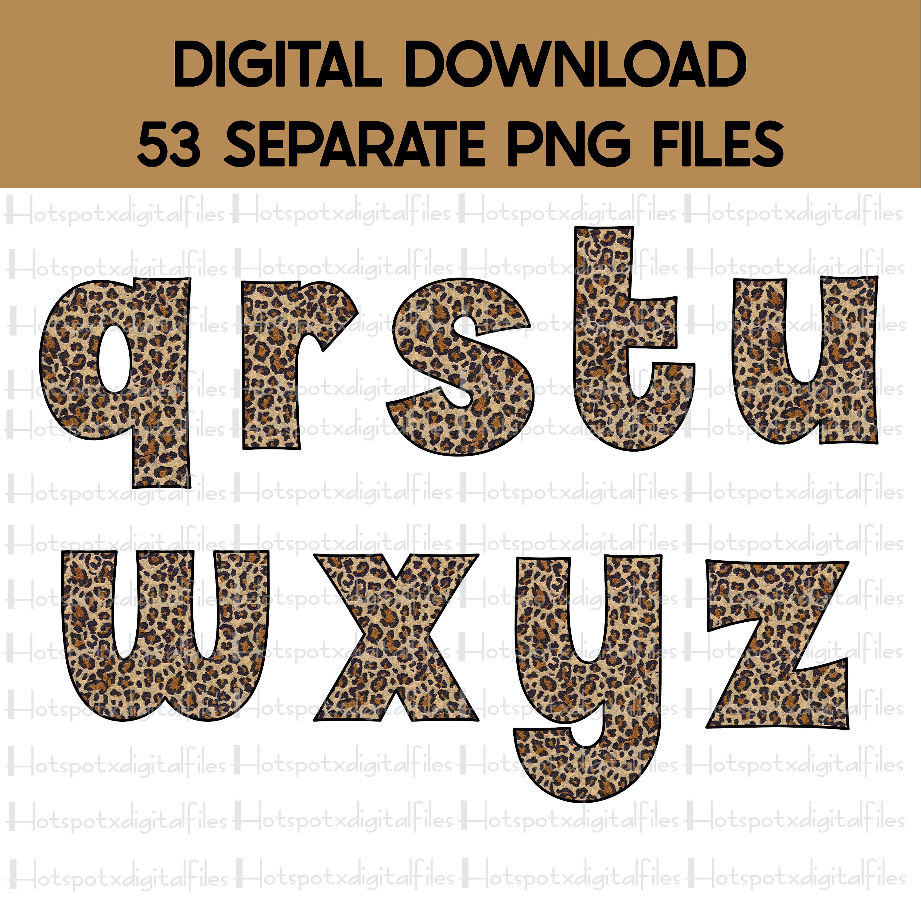 Leopard Letters PNG Capital and Small Letters With and Sign | Etsy
