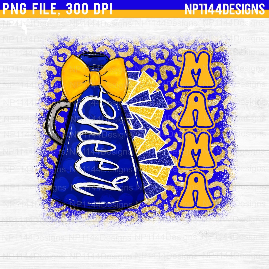 Cheer Mama PNG: Royal Blue & Gold Team Spirit, Cher Leopard Design ...
