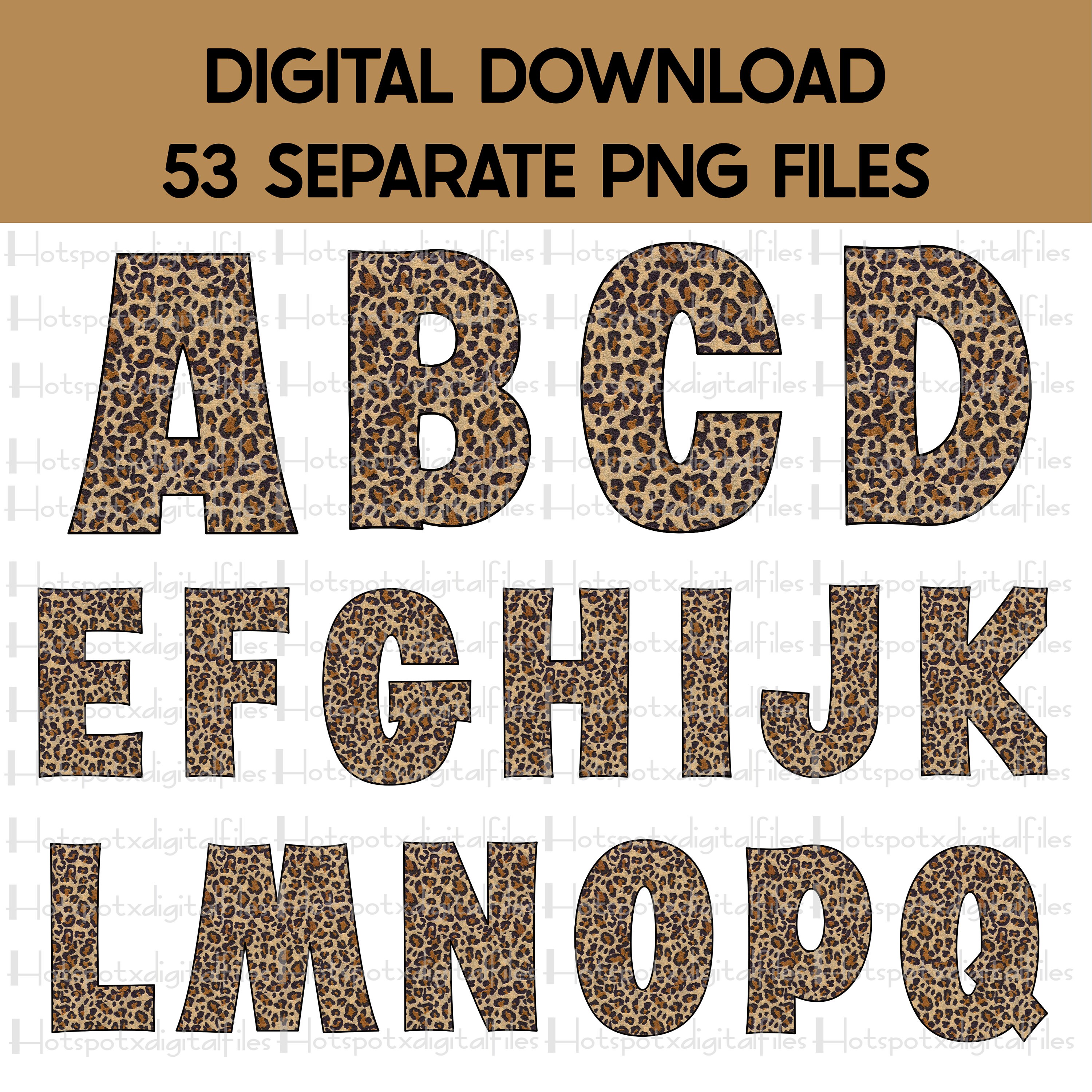 Leopard Letters PNG Capital and Small Letters With and Sign | Etsy