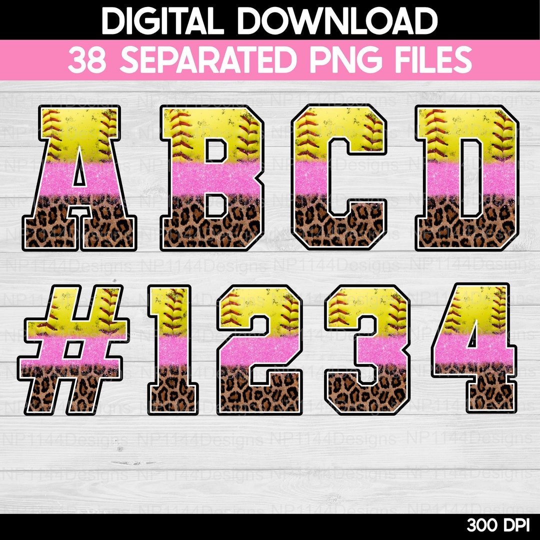 Softball Alphabet PNG Bundle: Sport Letters Clipart (digital Download ...