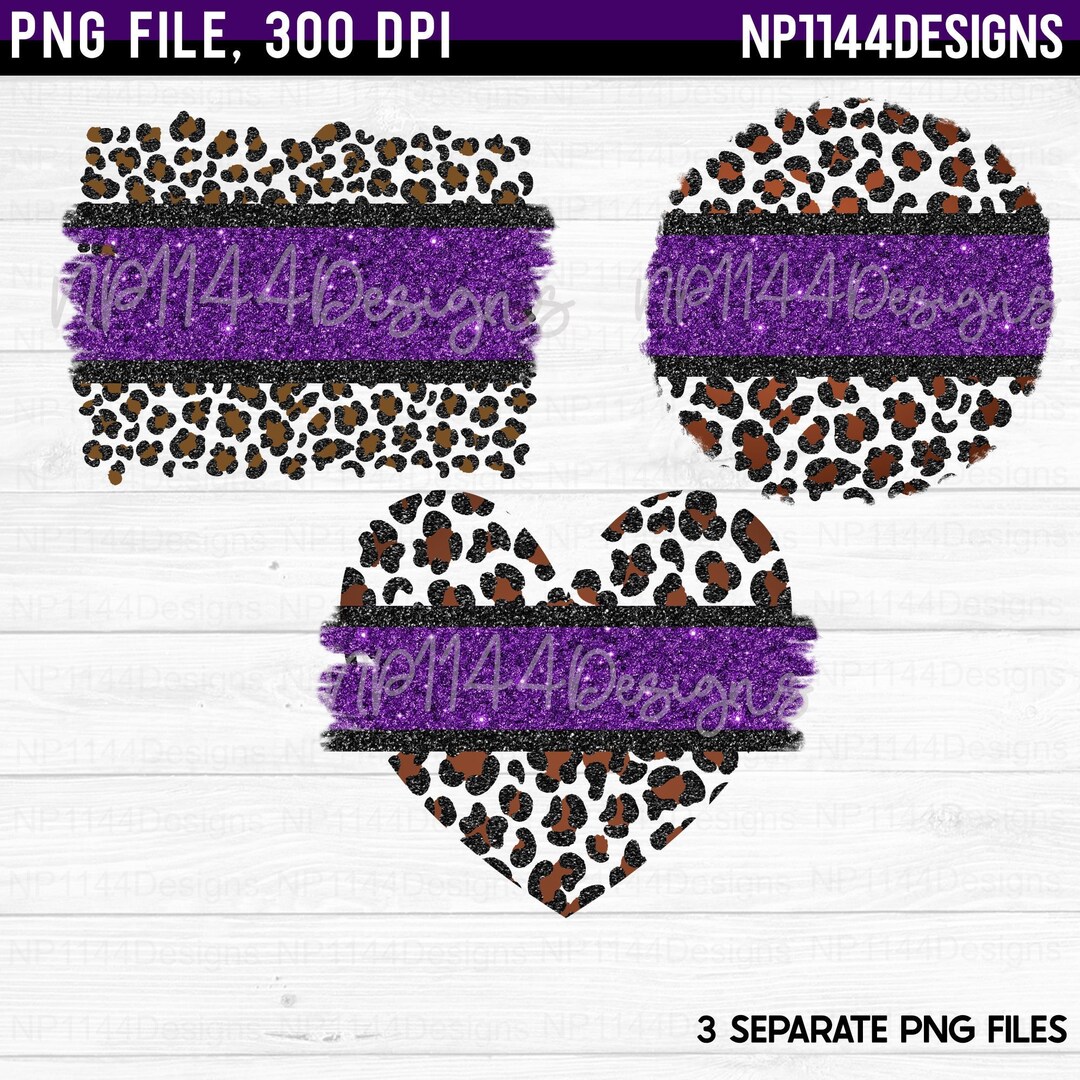 Purple Leopard Sublimation Backgrounds: Circle, Heart, Rectangle ...