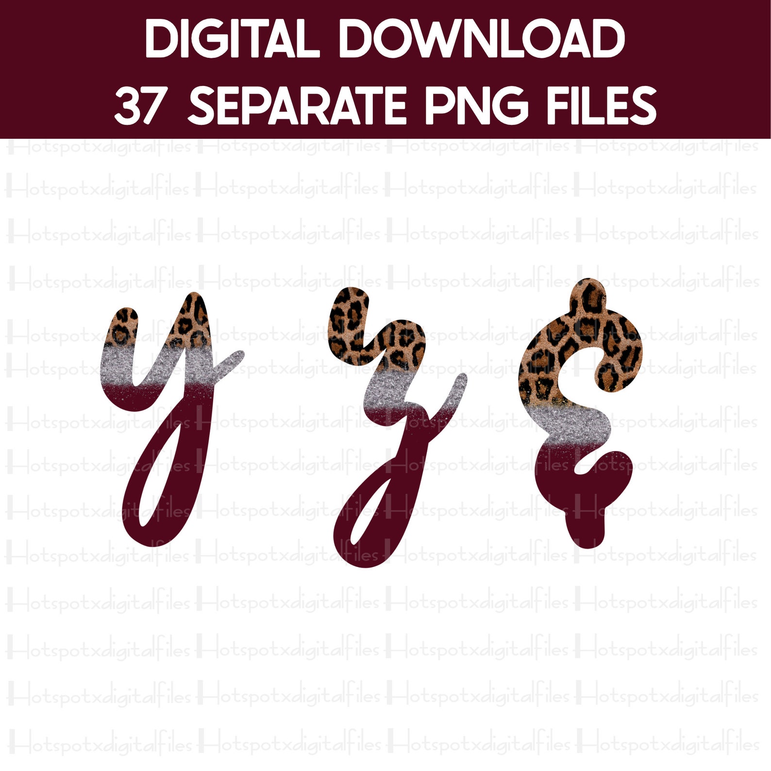Dark Maroon Leopard Print Alphabet Bundle Sublimation PNG | Etsy