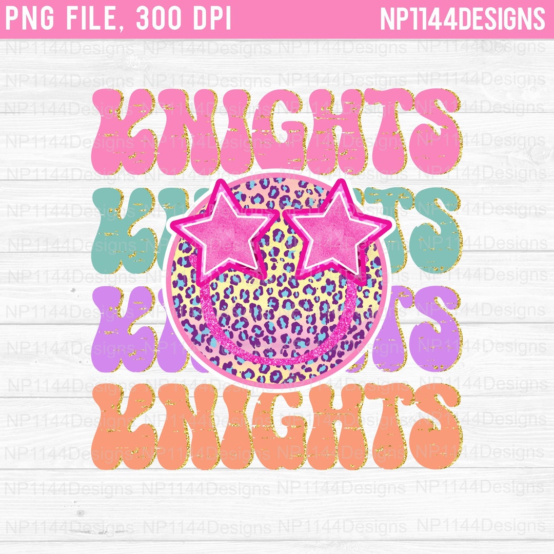 Knights Preppy Mascot PNG: Leopard Smiley Face, Star Eyes Design ...