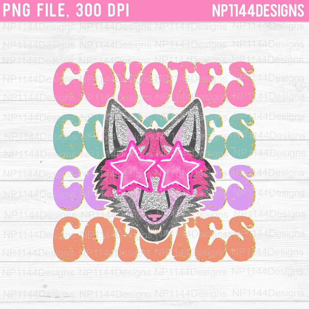 Coyotes Preppy Mascot PNG: Pink, School Mascot, Star Eyes Design ...