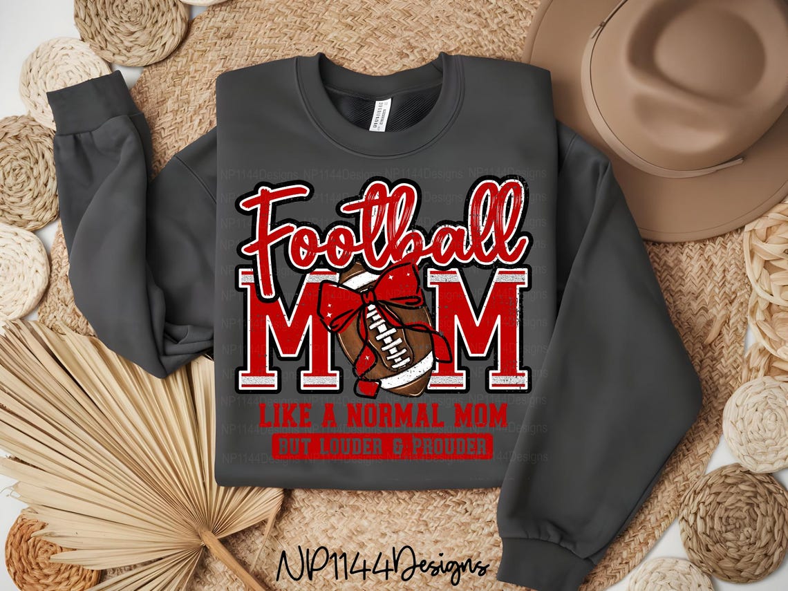 Football Mom PNG: Red Team Spirit, Distressed, Sublimation Design ...