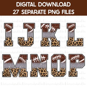 Football Leopard Print Alphabet Bundle PNG, Sublimation Letters ...