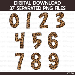 Leopard Doodle Letters Alphabet Bundle PNG, Sublimation Elements, Alpha ...