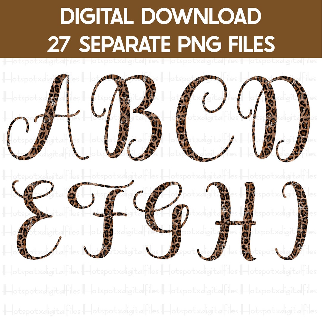 Distressed Leopard Print Alphabet Bundle PNG, Sublimation Elements ...