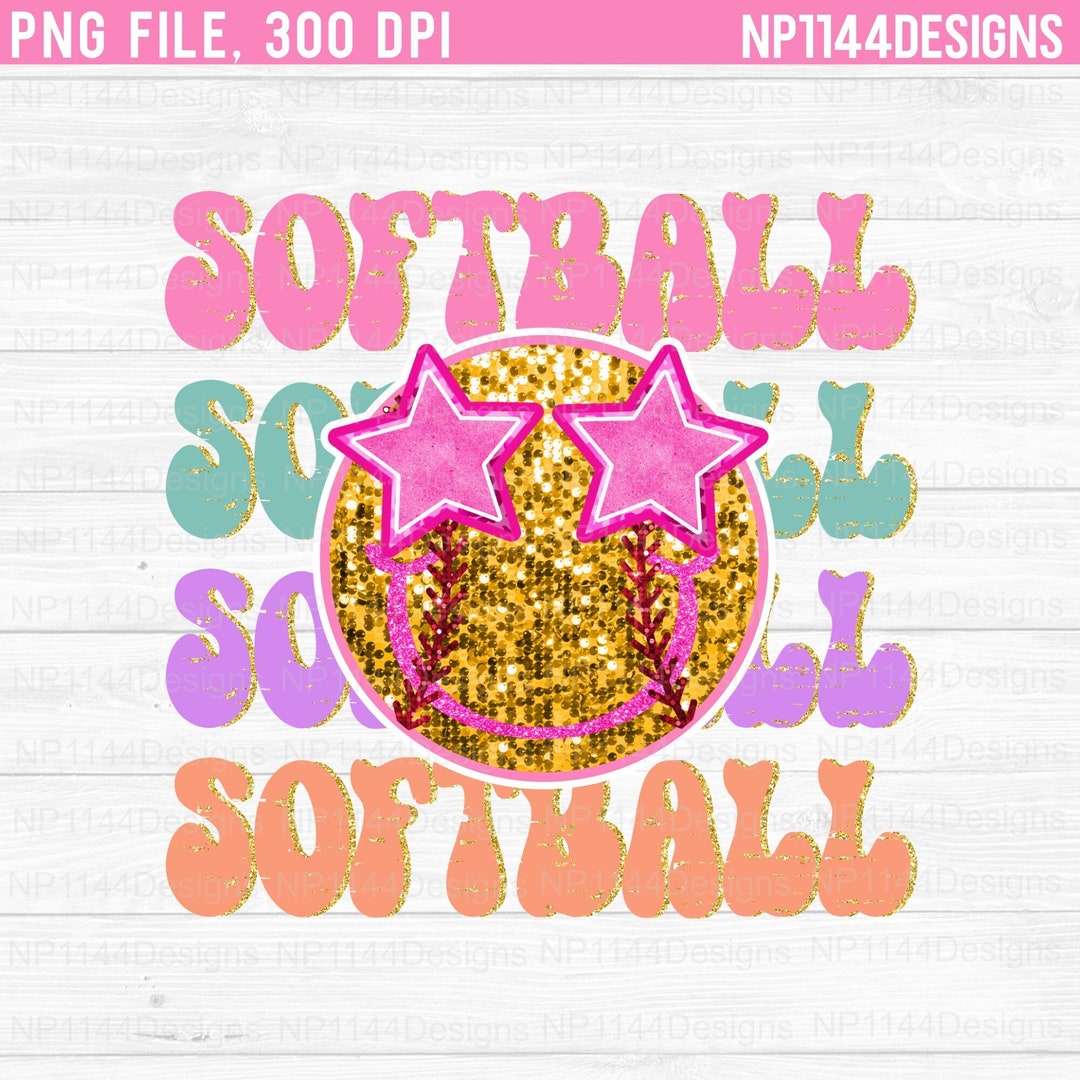 Softball Vibes PNG, Preppy Sublimation Design, Retro, Distressed ...