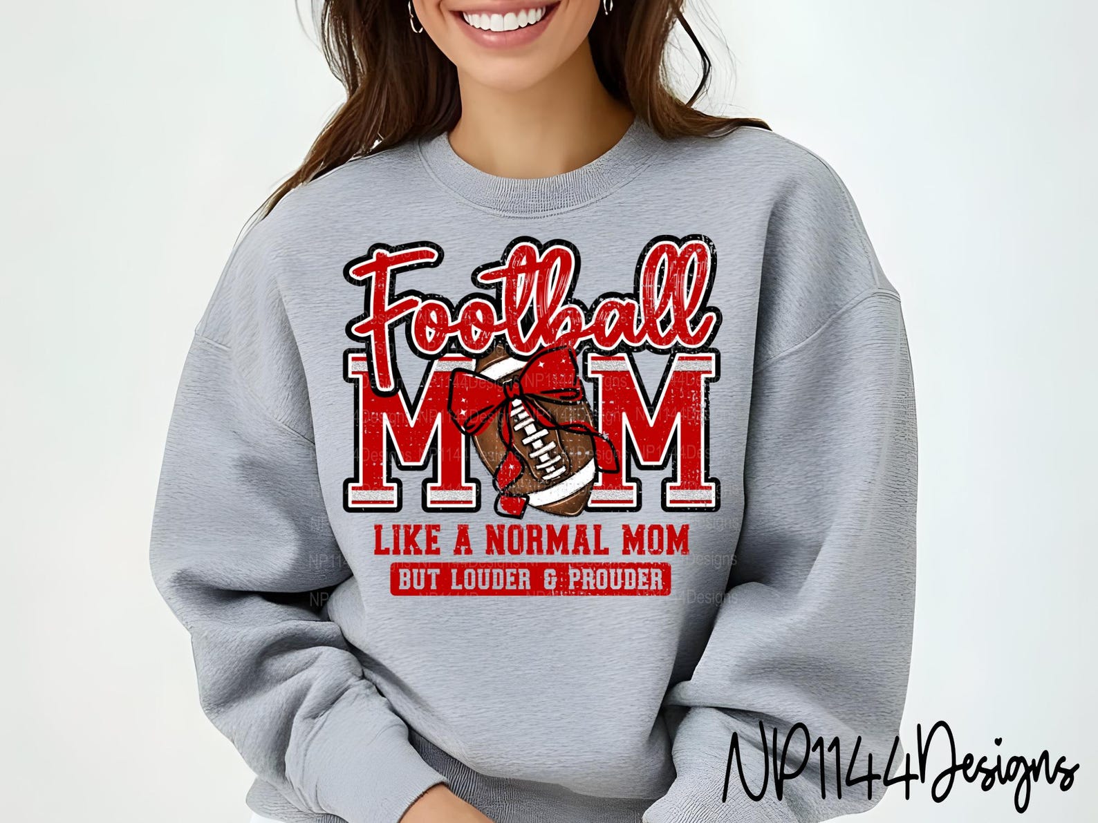 Football Mom PNG: Red Team Spirit, Distressed, Sublimation Design ...